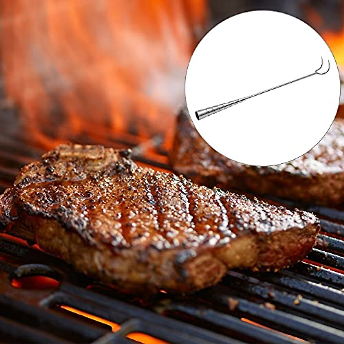 YARDWE Barbeque Grill Meat Hook Stainless Steel Double Hooks Roast Duck Hook Bacon Hams Meat Processing Butcher Hook Hanging Drying BBQ Grill Hanger Cooking Smoker Hook Tool Clothes Rack Heavy Duty