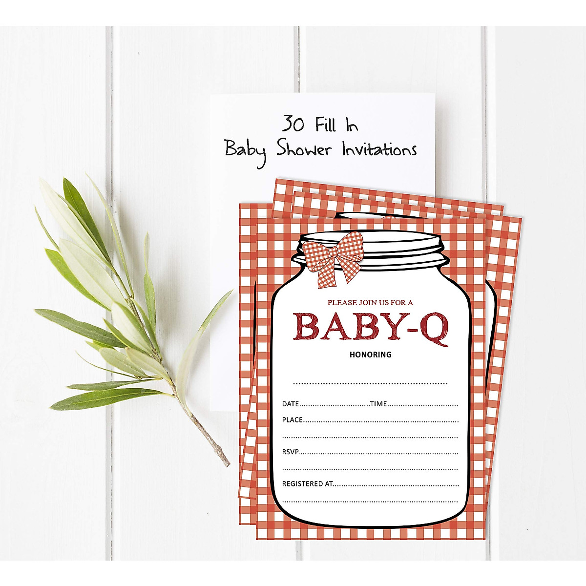 Inkdotpot Set of 30 BBQ Baby Shower Invitations-Diaper Raffle Tickets and Baby Shower Book Request Cards Gender Neutral Invites Its A Boy Its A Girl