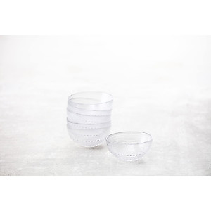 Fortessa Jupiter Vintage Glassware Collection 5 Inch Cereal Salad Dessert Snack All-Purpose Bowl 6 Pack, Clear, 14 Ounce (6 Pack)