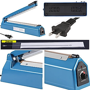 Impulse Heat Sealer Manual Bags Heat 8 Inch Impulse Sealing Machine for Plastic Bags PE PP Bags with Extra Replace Element Grip