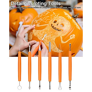 Luditek Halloween Pumpkin Carving Tools, Halloween Jack-O-Lanterns 11 Piece Professional Stainless Steel Pumpkin Carving Kit, Pumpkin Cutting Supplies Tools Kit for Adults Kids