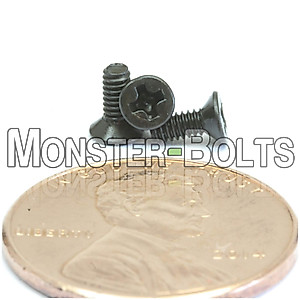 MonsterBolts - M2 x 5mm Phillips Flat Head, DIN 965, Alloy Steel, Black Oxide, 50 Pack