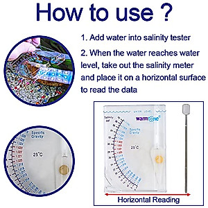 Abnaok Salinity Tester, Sea Specific Gravity Test for Fish Tank Pond Water Saltwater Freshwater, Accurate Automatic Hydrometer