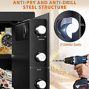 2.5 Cu ft Large Home Safe Fireproof Waterproof, Fireproof Safe with Fireproof Waterproof Document Bag, Combination Lock and Removable Shelf, Fire Safe Box for Home Important Documents Valuables