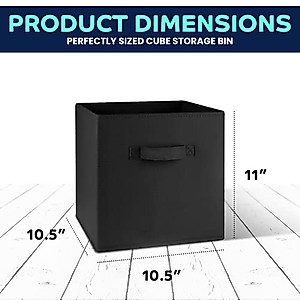 Cube Storage Bins - 11 Inch Storage Cubes (9 Pack) | Fabric Cubby Basket for Home, Kids Room & Nursery | Dual Handles, Foldable | Cube Organizer Storage Bin (Black)