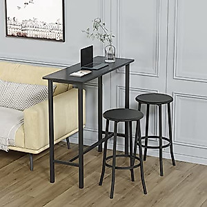 IDEALHOUSE Bar Table and Chairs Set, Bar Table with 2 Bar Stools, Sturdy Metal Frame, Dining Table Set, Bar Table Set with 2 Chairs for Kitchen Dining Room Coffee Party Room