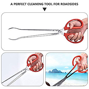 FRCOLOR Fireplace Trash Grabber Tongs Heavy- Duty Log Tweezers Indoor Firewood Tongs Claw Grabber for Wood Stove Fire Pit Garbage Picker 53cm Garbage Trash Picker