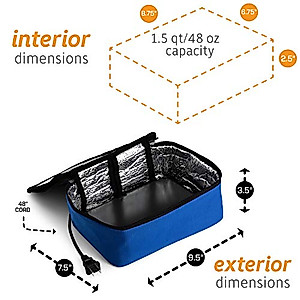 HOTLOGIC Mini Portable Electric Lunch Box Food Heater - Innovative Food Warmer and Heated Lunch Box for Adults Car/Home - Easily Cook, Reheat, and Keep Your Food Warm - Blue (120V)