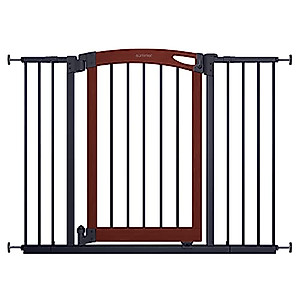 Summer Essex Craft Safety Baby Gate, Solid Wood Cherry Stain Arched Doorway and Charcoal Gray Metal Frame – 30” Tall, Fits Openings up to 28” to 42” Wide, Baby and Pet Gate for Doorways and Stairways