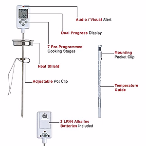 CDN DTC450 Digital Candy/Deep Fry/Pre-Programmed & Programmable Thermometer, White, 10.4"