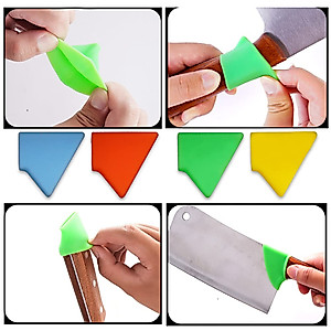 TorSor 4 Pack Chef Knife Handle Protector Silicone Abrasion Proof Universal Safety Cover Sleeves Gloves Japanese Asia Kitchen Meant Cutting Knives Back Edge Guard Case