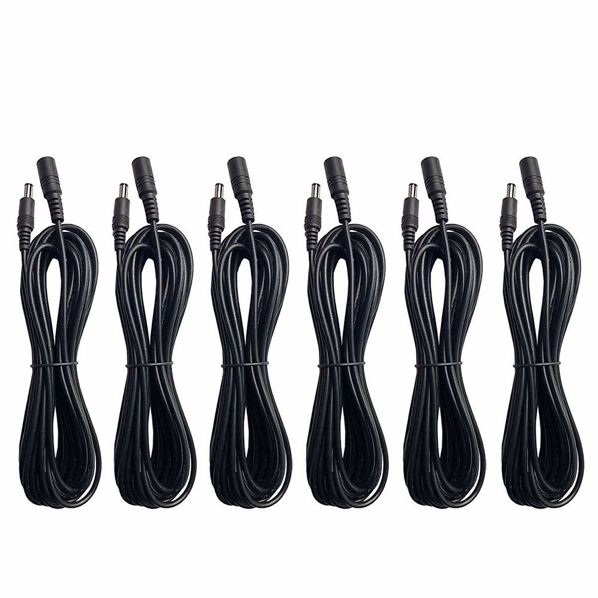 DC 12V Power Adapter Extension Cord Cable 6ft 2.1mm × 5.5mm Male to Female Plug for CCTV Security Surveillance IP Cameras, LED Lights Strip, Baby Monitor, DVR, NVR, Router (6 Pack)