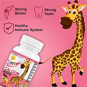 LMP Calcium for Kids with Vitamin D3 (VIT d), Magnesium, Zinc, Vitamin C, L lysine Multivitamin Supplement for Strong Bone, Teeth, Immunity, Growth and Development- 60 Tablets