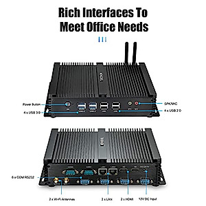 KINGDEL i7 Powerful Mini Box PC, Fanless Mini Desktop Computer with i7 CPU, 8GB RAM, 256GB SSD+1TB HDD, 2xLAN, 2xHD Ports, 4xUSB 3.0, 6xCOM RS232