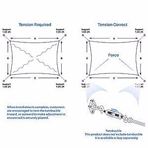 E&K Sunrise Reinforcement Large Sun Shade Sail 24' x 24' Rectangle Heavy Duty Strengthen Durable Outdoor Garden Canopy UV Block Fabric (260GSM)- - Brown