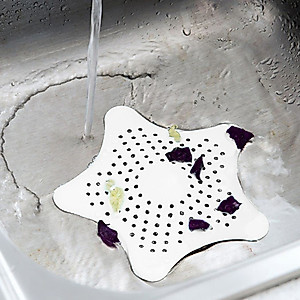 Starfish Kitchen Floor Drain, Durable Silicone Hair Stopper With Suction Cup, Shower Drain Covers Suit For Bathroom Bathtub And Kitchen, Easy To Install And Clean Sink Strainer, White