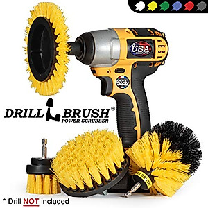 Drillbrush Yellow - Shower Cleaning Rotary Drill Brush Kit - Power Brush Scrubber for Bathroom - Grout Cleaning Drill Brush - Rotary Scrub Brush Tile Cleaner Drill Attachment - Bathroom Tile Scrubber