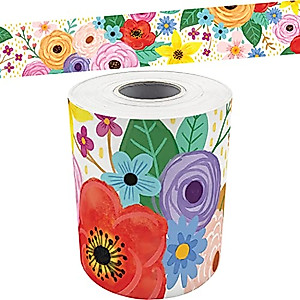 Teacher Created Resources Wildflowers Straight Rolled Border Trim - 50ft - Decorate Bulletin Boards, Walls, Desks, Windows, Doors, Lockers, Schools, Classrooms, Homeschool & Offices
