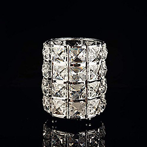 Feyarl 2pcs Crystal Makeup Brush Holder Silver Bling Handcrafted Comb Brush Pen Pencil Holder Pot Cup Storage Cosmetic Tools Organizer Container Candle Holder for Valentine Gift Bedroom Dresser Office