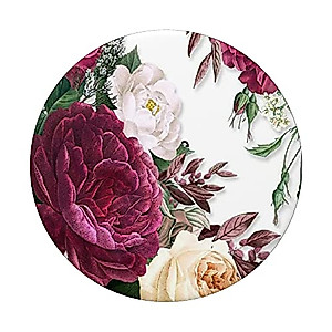 Hot pink White Flower Floral Pattern Phone Popper PopSockets Swappable PopGrip