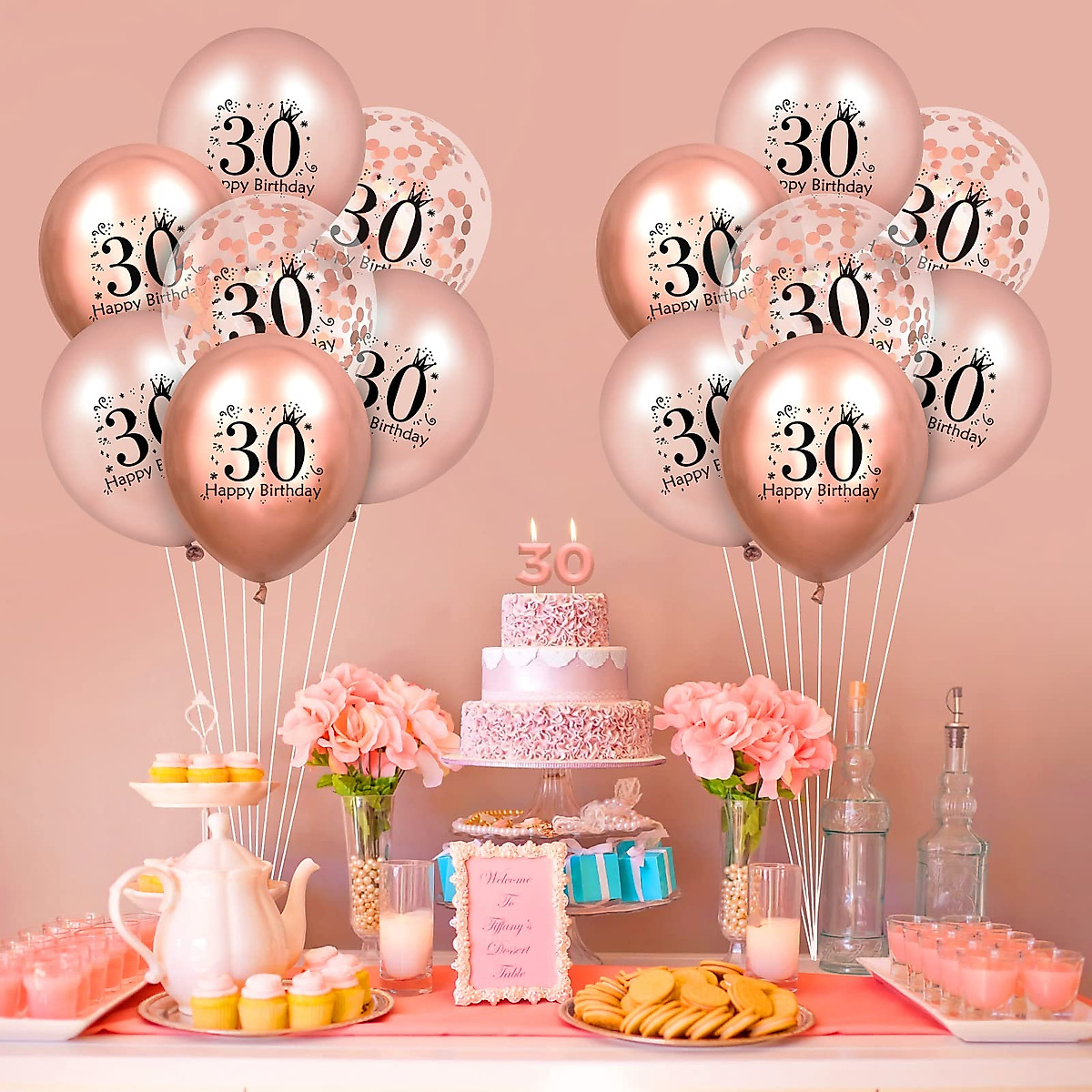 30th Birthday Balloons 18 Pcs Rose Gold Happy 30th Birthday Latex Balloons Confetti Balloons for Men Women 30th Anniversary Birthday Party Decorations Rose Gold Balloons Birthday Decor Supplies12 inch
