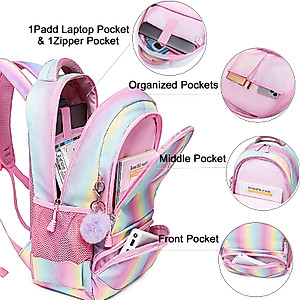 Meisohua Kids School Rainbow Glitter Backpack with Lunch Bag Girls Preschool Backpack 3 in 1 School Bag Set Daypack Bookbag (Bling Set)