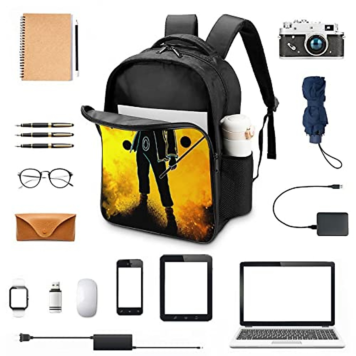 SCGOLD Anime Boys Girls Backpacks, Cartoon Animal Laptop Bags Daypack 3D Printed Lightweight Durable Backpack Schoolbag for Back to School Teens Elementary Middle Bookbag, Soul Yellow, One Size