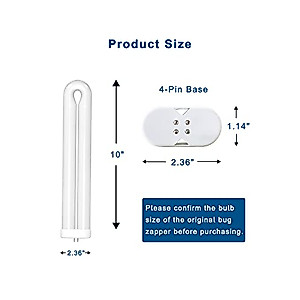 BF190 Replacement Bulb Compatible with Flowtron BK-40D Bug Zapper, 10 Inch FUL32T8/BL U Type Replacement Light Bulb for 32W Outdoor Electronic Insect Mosquito Killer, 2 Pack