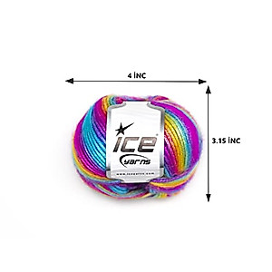 Ice Yarns Picasso Rainbow (3-Piece Pack) Blue, Purple, Green, Yellow, Orange, Pink Fuzzy with Subtle Sheen Yarn 44% Acrylic, 56% Polyester (3x1.76 Oz),(3x125 yds)