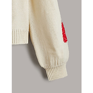 Verdusa Girl's Long Sleeve Drop Shoulder Knit Button Up Cardigan Sweater Beige 10Y