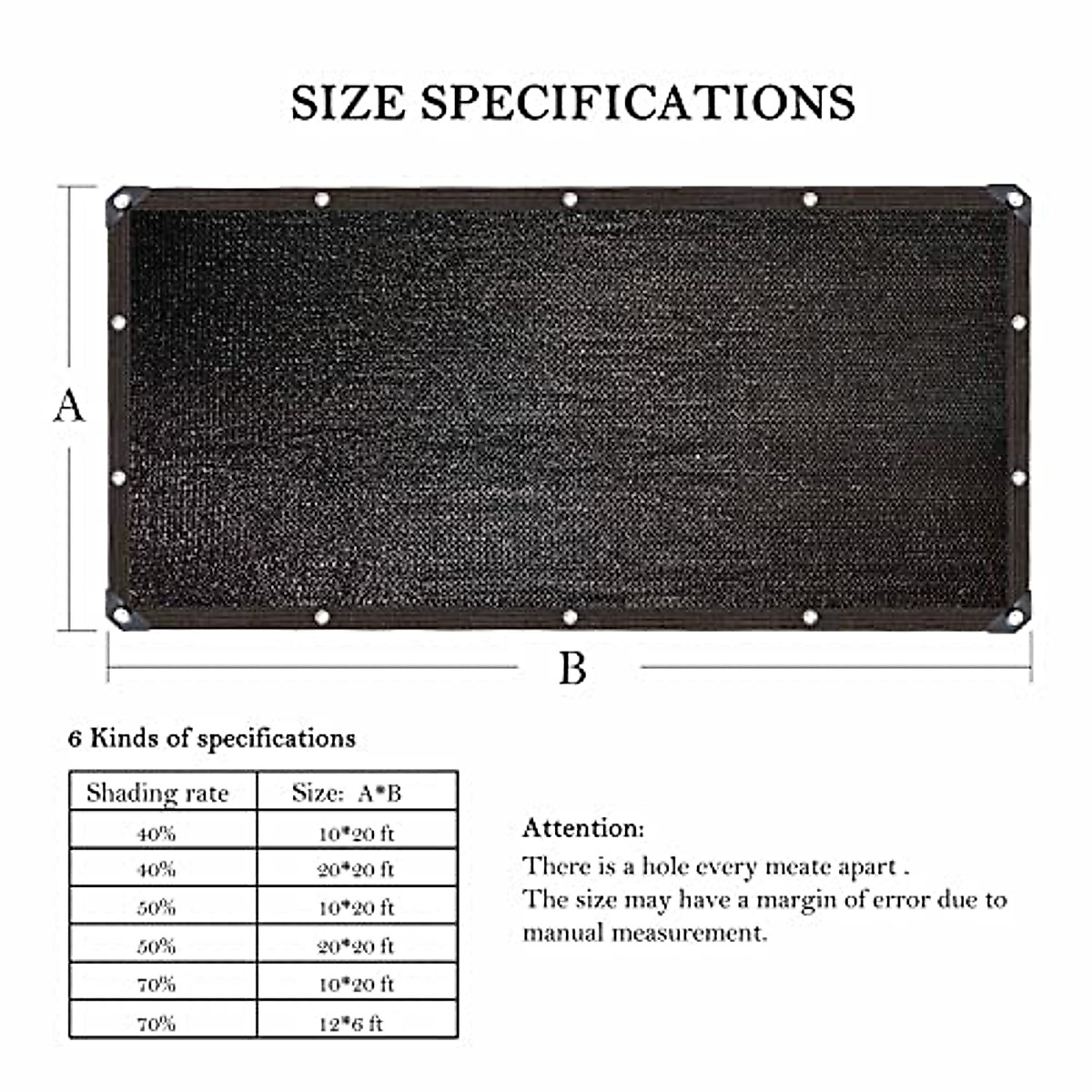 Tronssien 70% Black Shade Cloth, 12 x 6 FT Garden Sun Shade Netting. Durable Mesh Tarp with Grommets, Shading Anti for Garden, Greenhouse, Plants Growing, Outdoor Barbecue,Pergola etc.