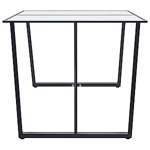 Dining Table,Living Room Table,Offic Table,Modern Coffe Table,Rectangle Bar Table,Conference Table,Perfect for Cafes,Living Room,Meeting Rooms, White 63"x31.5"x29.5" Tempered Glass