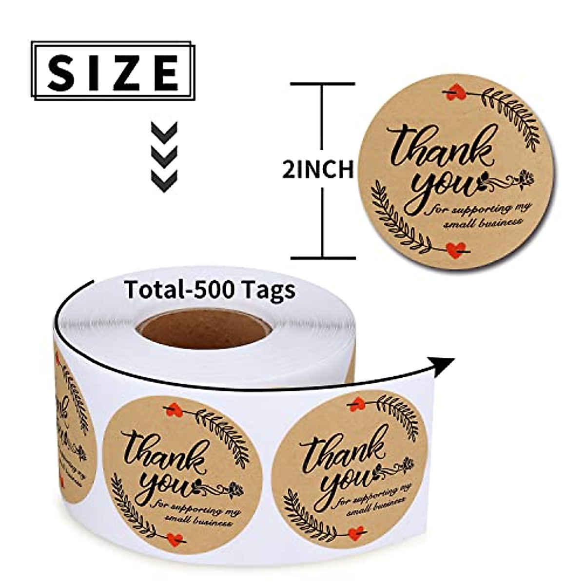 Poxoke Thank You Stickers Small Business Roll 2 Inch 500Count Craft Floral Designed