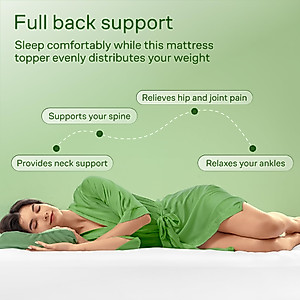 Ultra Soft Twin XL Size Mattress Topper - Viscose Made from Bamboo Pillow Top Mattress Pad for Back Pain Relief - Naturally Cooling for Hot Sleepers, Green