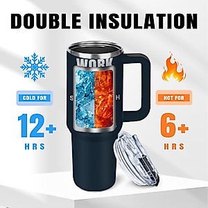 NIAXAUYT Work Forecast Busy Tumbler Cup 40 oz, Funny Coworker Gifts for Men Birthday Present for Boss Employer Work Bestie Friend Mug, Sarcastic Gag Gifts for Adults Work Going Away Farewell