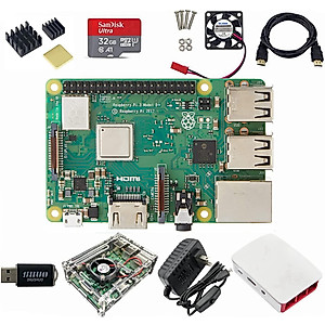 DIGISHUO 9 in 1 Complete Starter Kit Raspberry Pi 3 Model B+(B Plus) Module&Two Cases&HDMI Cable&32G SD Card&Heatsink kit&Fan