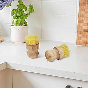 2 Pcs Dish Brush, Wood Dishes Scrub Brush, Pot Brush for Kitchen Cleaning Dishes Pots Pans (PP)