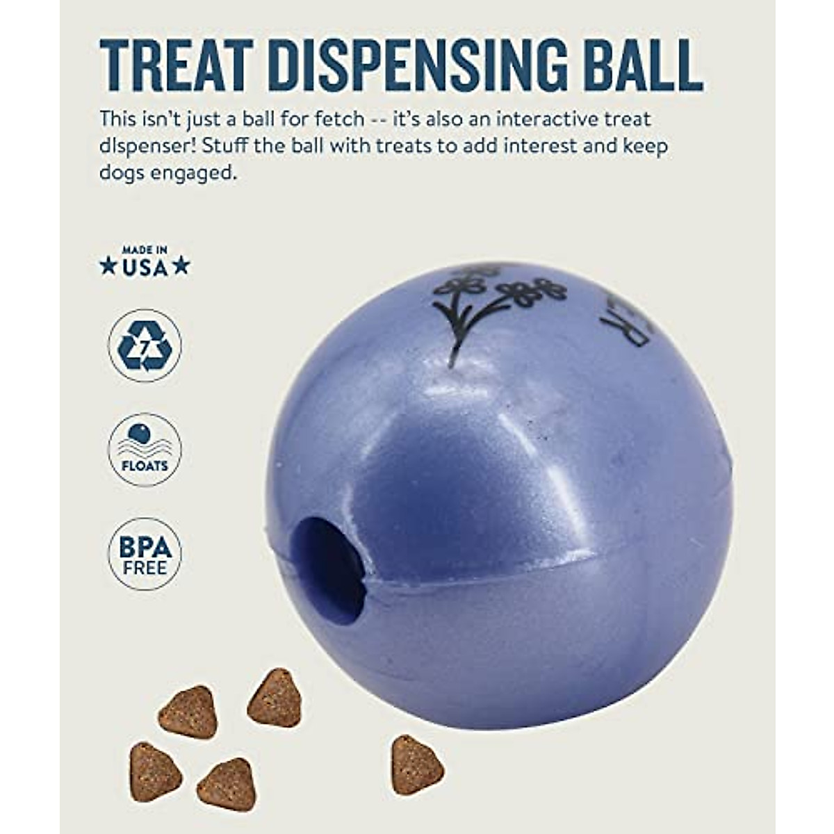 Planet Dog Orbee-Tuff Essentials Lavender Scented Interactive Dog Ball Treat Dispenser Toy, Purple