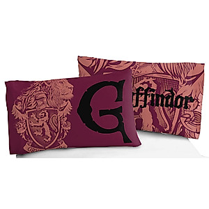 Jay Franco Harry Potter House of Gryffindor Reversible Pillowcase, Standard, Maroon