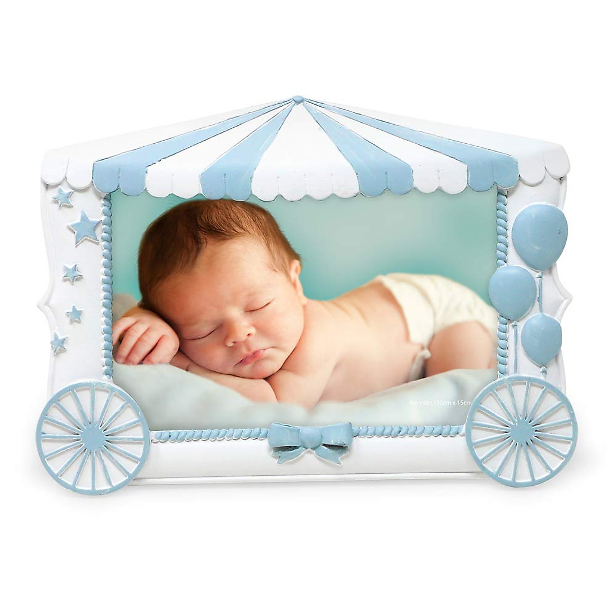 Isaac Jacobs 4x6 Resin Sentiments Baby Picture Frame, Display on Tabletop, Desk (White with Blue)