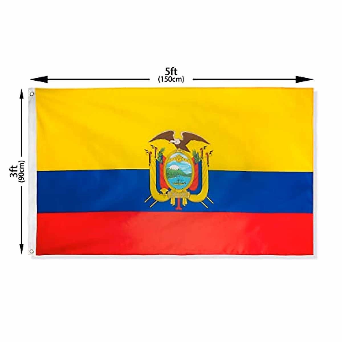 DANF Ecuador Flag 3x5 Foot Polyester Ecuadoran National Flags Polyester with Brass Grommets 3 X 5 Ft