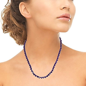 GemStar USA Necklaces for Valentines Day Sterling Silver African Amethyst Heart Tennis Necklace for WomenBridesmaids, 16 Inches