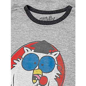 Tee Luv Men's Mr Owl How Many Licks T-Shirt - Tootsie Pop Candy Ringer Shirt, Grey Heather/Charcoal, S