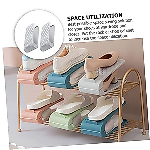 CIYODO 6 pcs Stack Organizer Height Shoes Storage Heel Saving Racks Use Organizers Slots High Holder Deck Grey Display Rack Double -layer Sneaker Holders Space Organization Decker