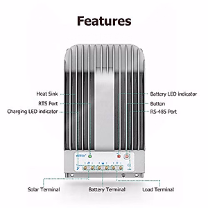 EPEVER Tracer 4215BN 40A MPPT Controller 12V/24V Auto,Max 150V, 520W/1040W Input with LCD Display for Sealed, Gel, Flooded Lead-Acid Battery