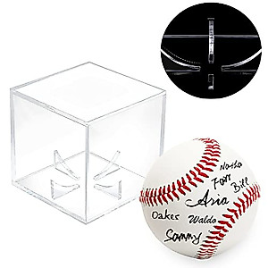 Baseball Display Case Acrylic Cube - UV Protected Acrylic Baseball Holder, Display Case for Autographed Baseball, Tennis Ball, Golf Ball, Billiard Ball, Memorabilia Display Cases (1 Pack)