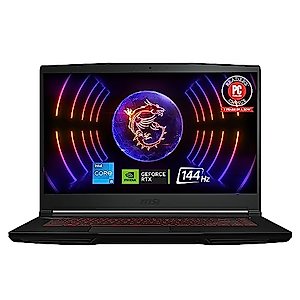 MSI Thin GF63 15.6" 144Hz Gaming Laptop: 12th Gen Intel Core i5, NVIDIA GeForce RTX 4050, 32GB DDR4, 1TB NVMe SSD, Type-C, Cooler Boost 5, Win11 Home: Black