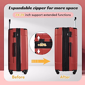 Merax 20 Inch Carry On Luggage with Wheels Aluminum Alloy Corner Hard Shell Suitcase TSA Luggage Suitcases for Travel Woman Men(Red)