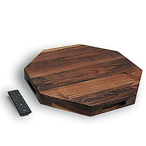 MAGIGO 20 Inches Extra Large Octagonal Black Walnut Wood Ottoman Tray with Handles, Serve Tea, Coffee Classic Wooden Decorative Serving Tray