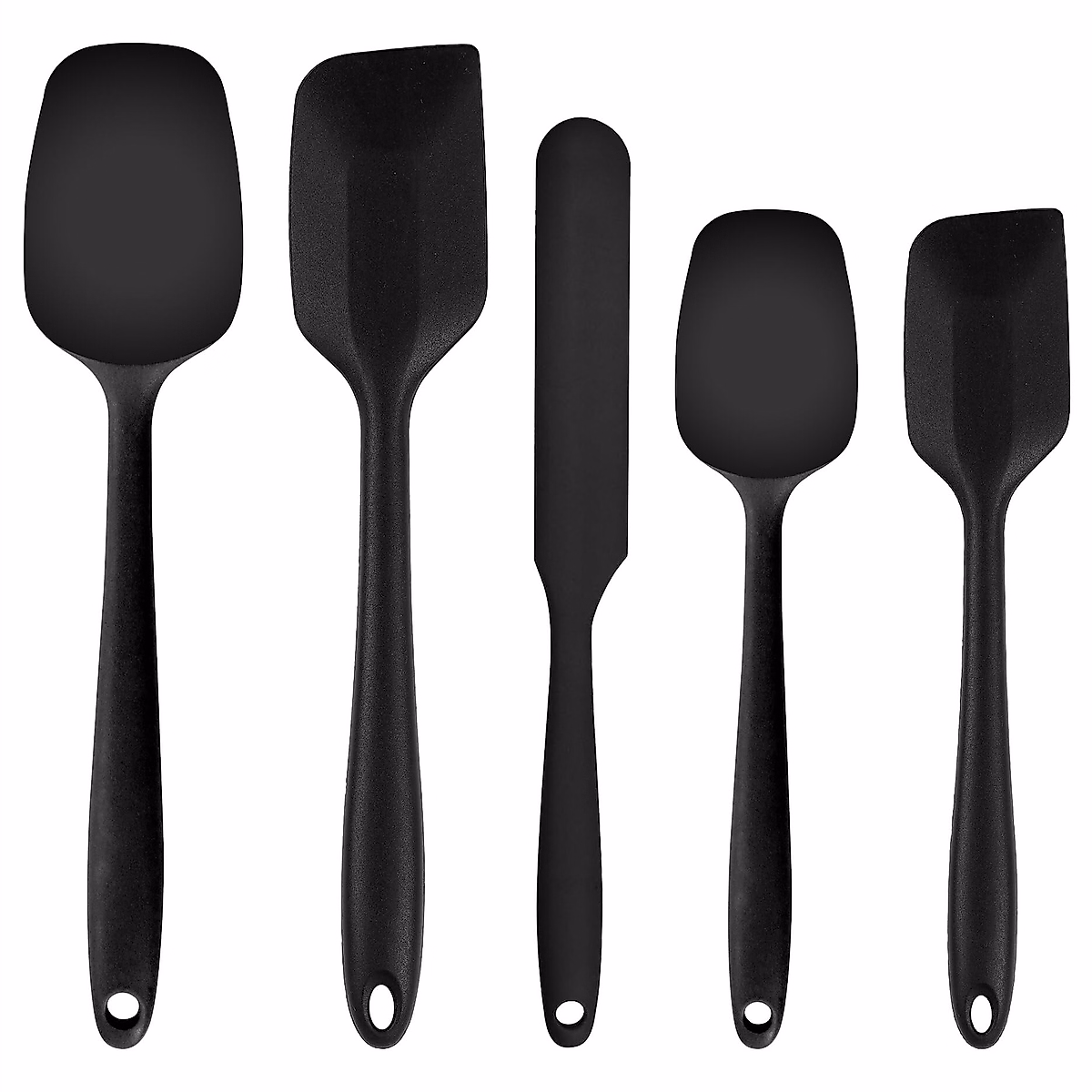 RFAQK Silicone Spatula Set 500°F(Heat Resistant -Dishwasher Safe- Stainless steel core - Non Stick -BPA Free Rubber Cooking Utensils - Hanging Holes)